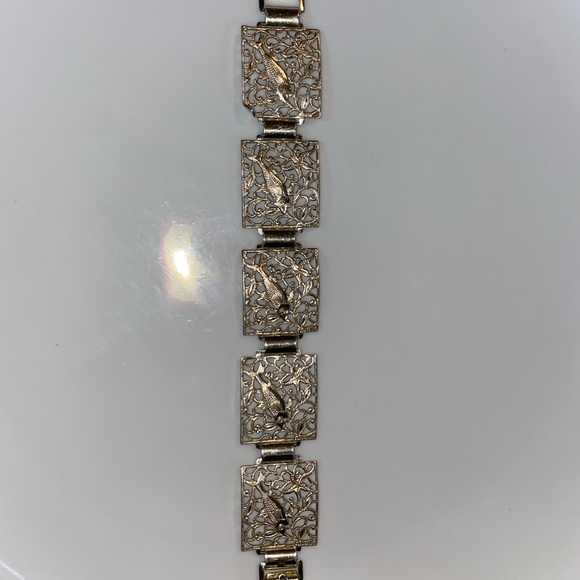 Vintage | Jewelry | Vintage Silvertone Thin Metal Square Panel Fish ...